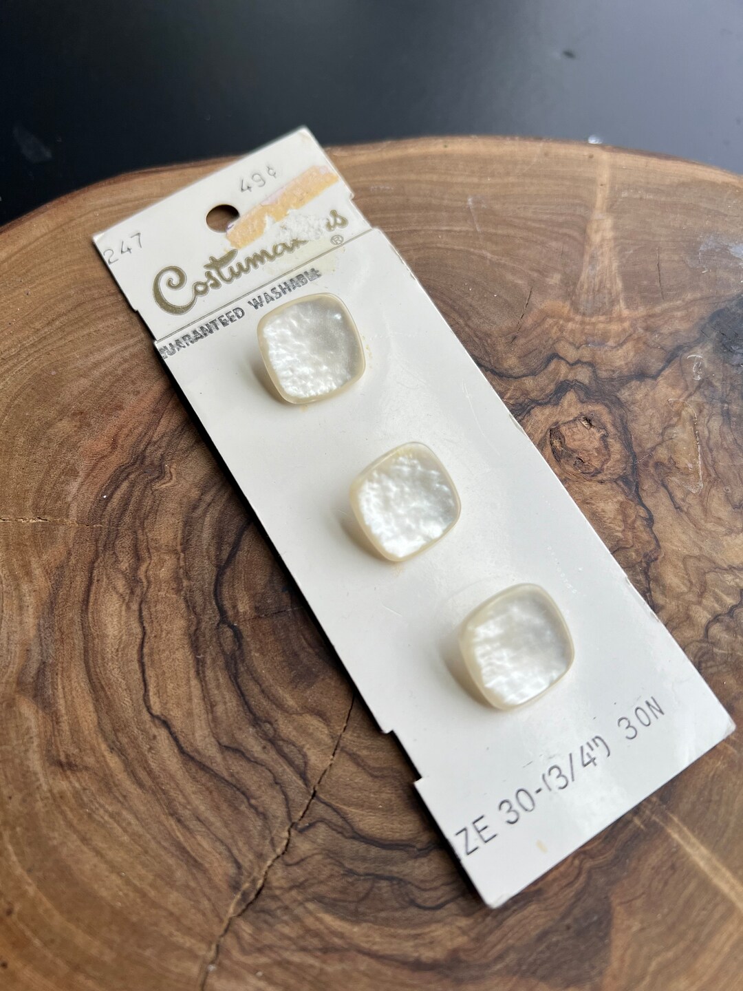 3 Vintage Costumemakers Old New Stock Square Pearl Buttons. - Etsy