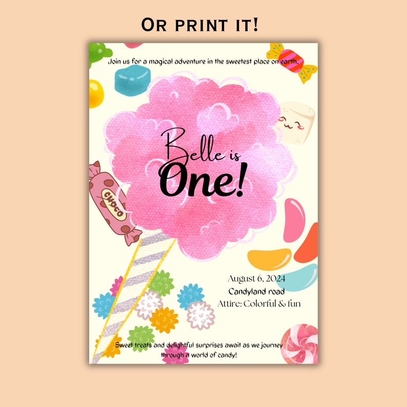 Editable Candyland Birthday Invitation Template Sweet Party Invite ...