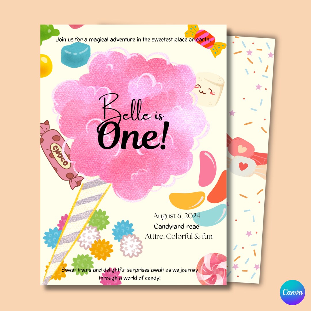 Editable Candyland Birthday Invitation Template Sweet Party Invite ...