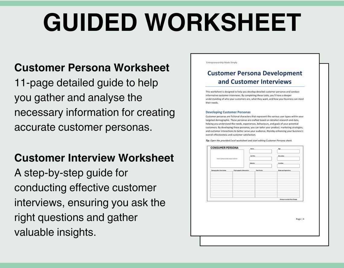 Customer Persona Customable Template Marketing Business Tool Business ...