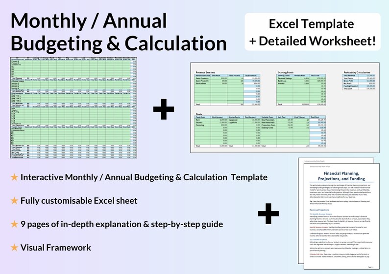 Monthly / Annual Budgeting & Calculation Excel Workbook | Business ...