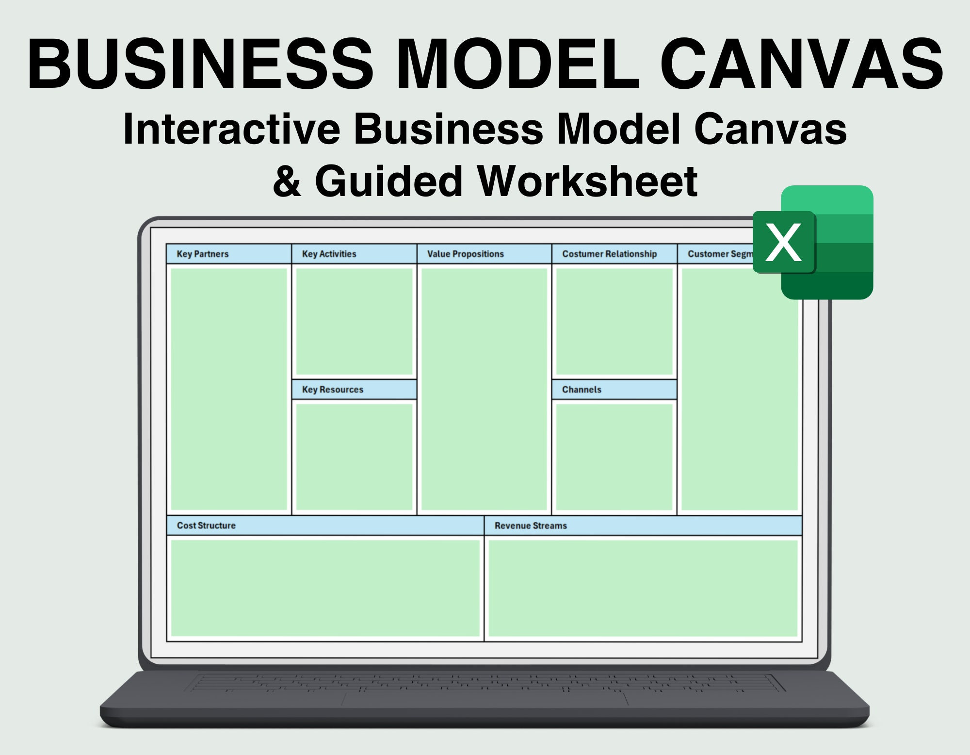 Business Model Canvas Customable Template Marketing Business Plan Tool ...