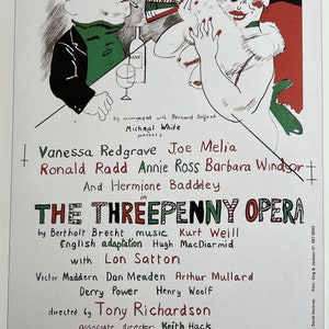 Vintage David Hockney THREEPENNY OPERA, Opera Playbill Poster Reprint ...