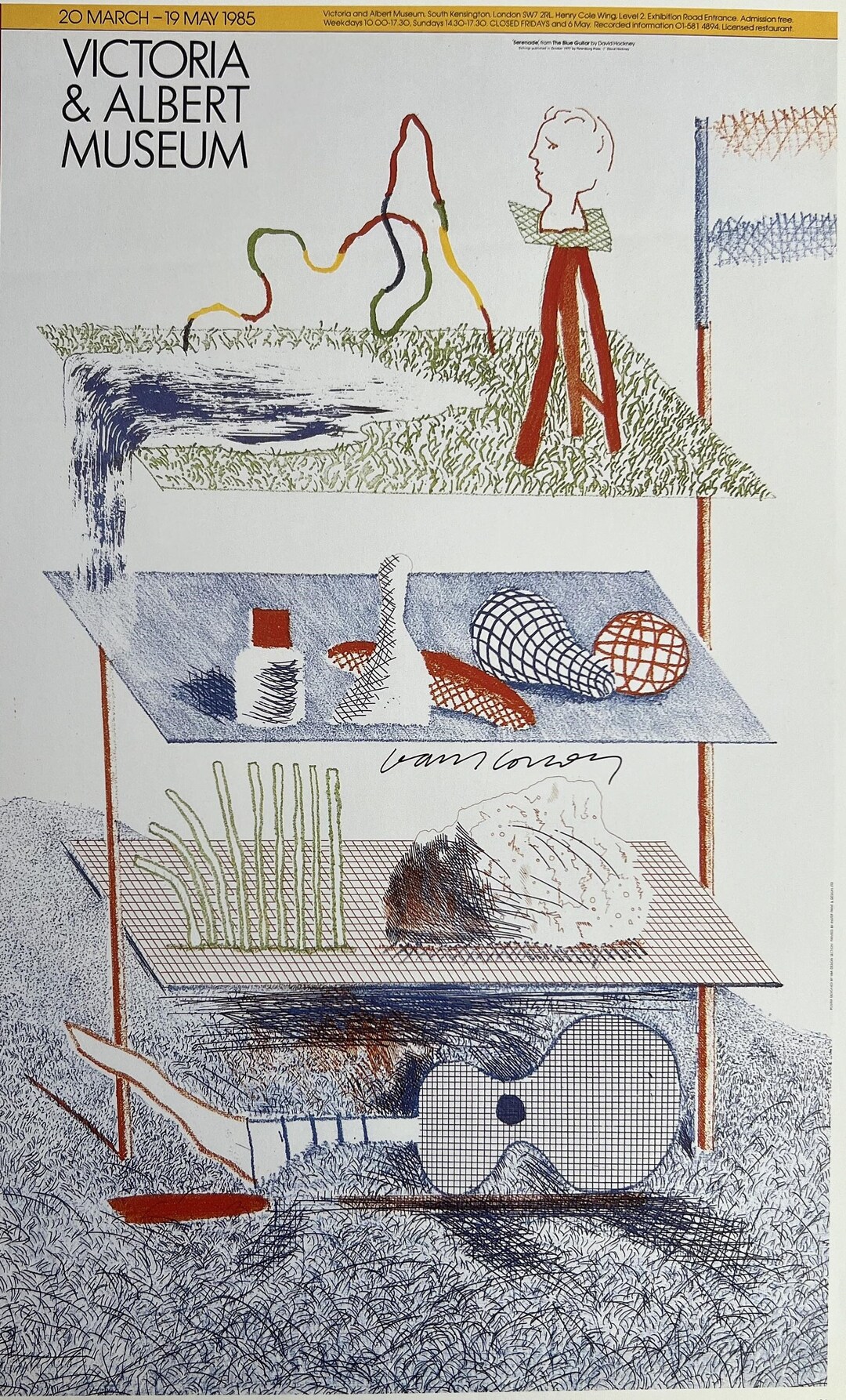 Vintage Hockney Art Print 'serenade' Blue Guitar Series, Victoria ...