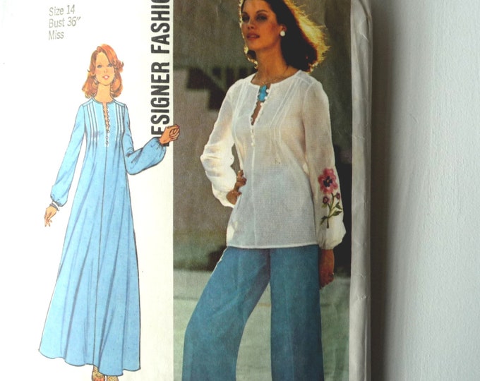 Simplicity 6927 Sewing Pattern 1970s Boho Maxi Full Length Dress Caftan ...