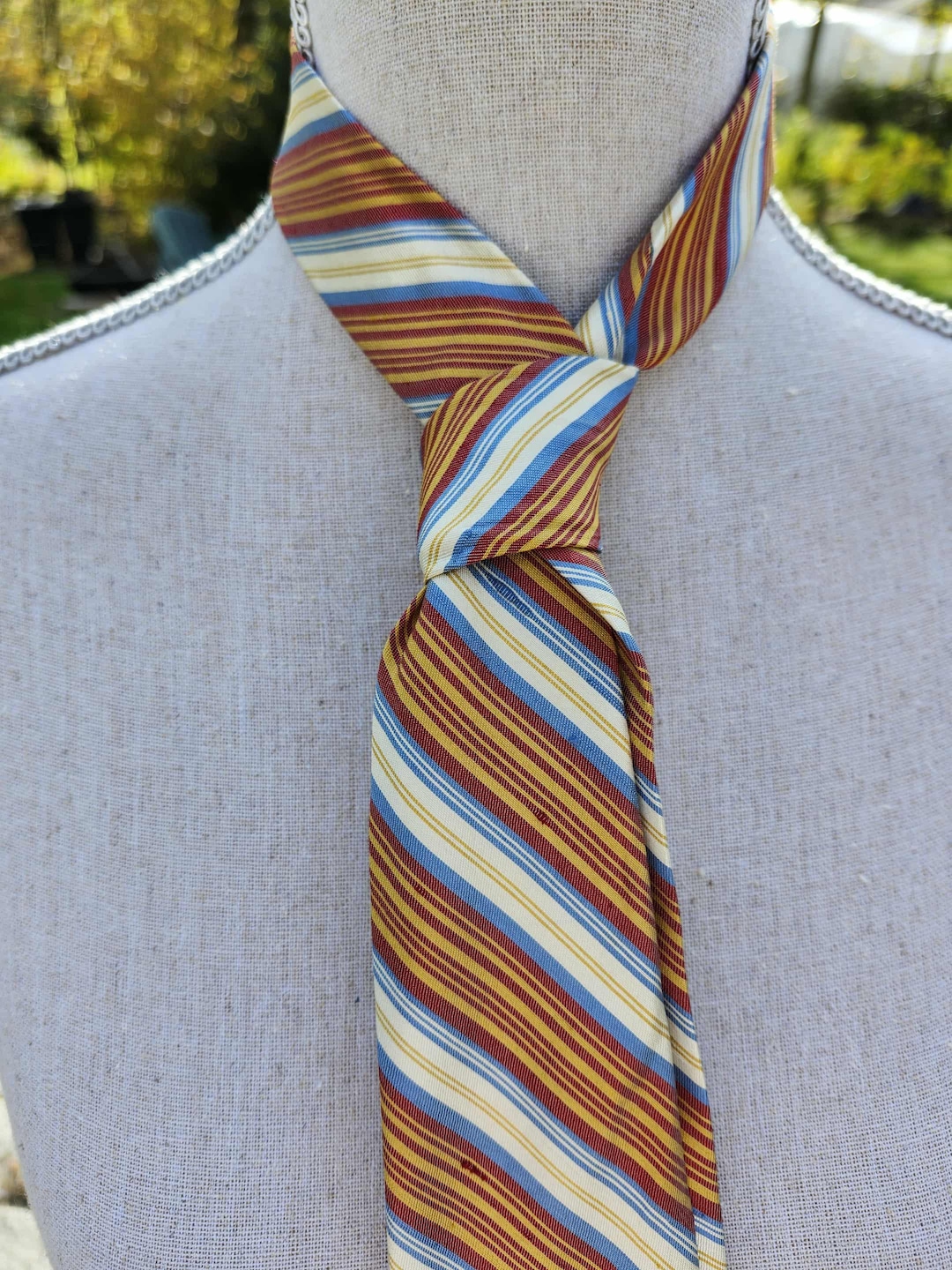 Vintage 1980s Silk Dupioni Striped Tie, Rivetz, Diagonal Stripe Tie ...