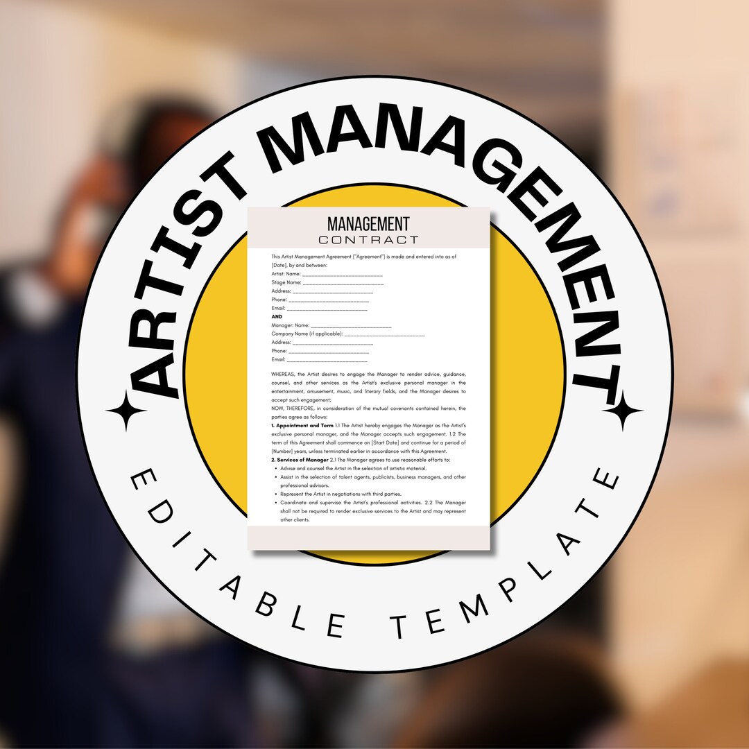 EDITABLE Music Management Agreement Template - Etsy