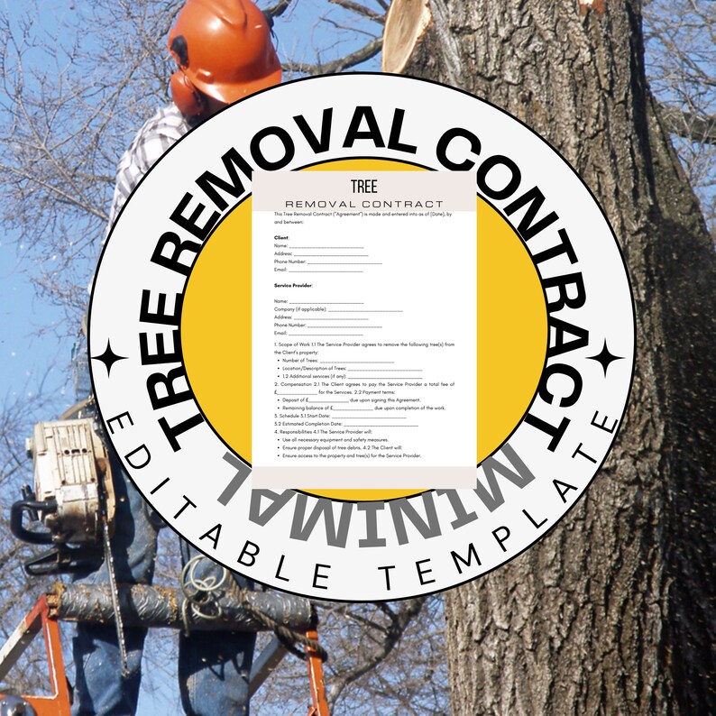 MINIMALIST EDITABLE Tree Cutting Contract Template Editable & Printable ...