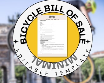 Bicycle Bill of Sale Template Bike Purchase Form Cycling Transaction ...