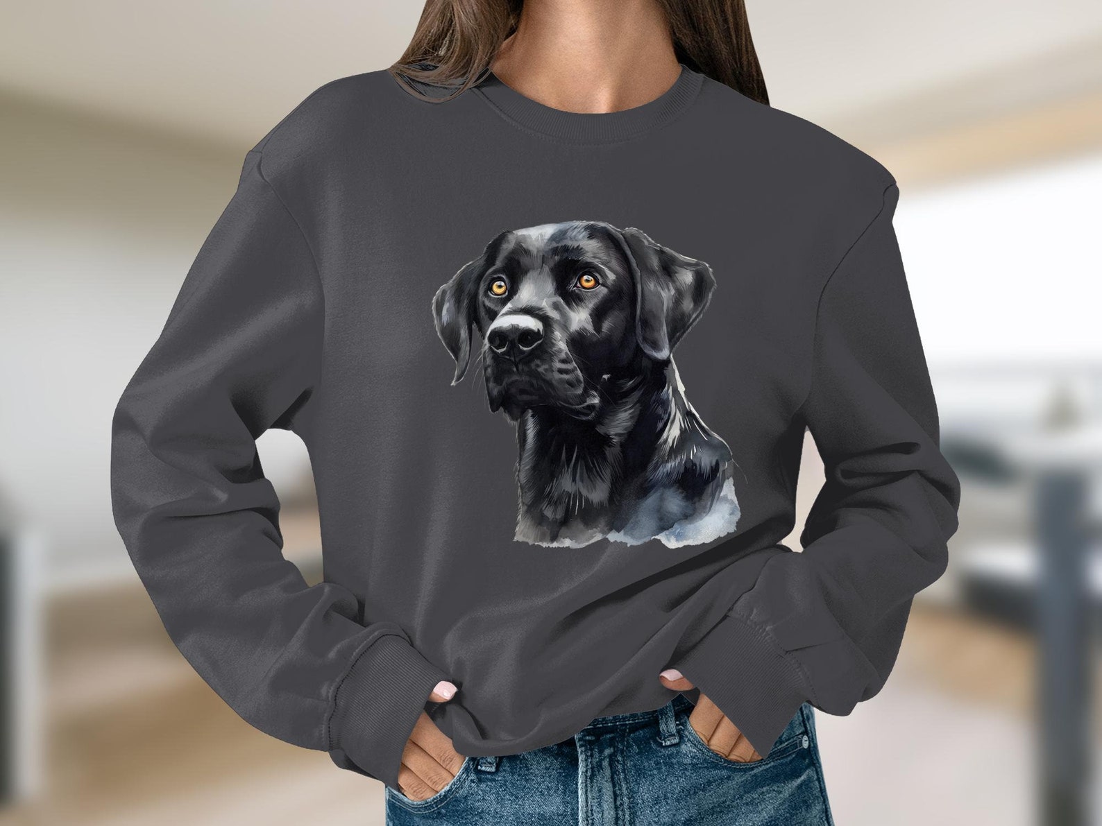 Black Lab Dog Hoodie, Black Labrador Retriever Sweater, Cute Dog Lover ...