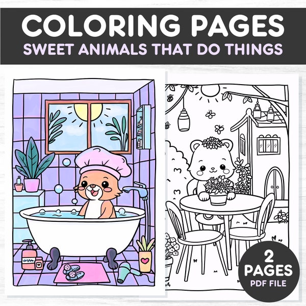 Cozy Friends Coloring Pages - Etsy