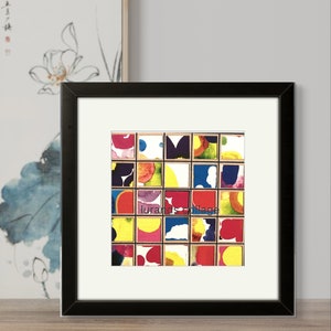 Primary-original Paper Collage on Gridded Card, Printed on Textured ...