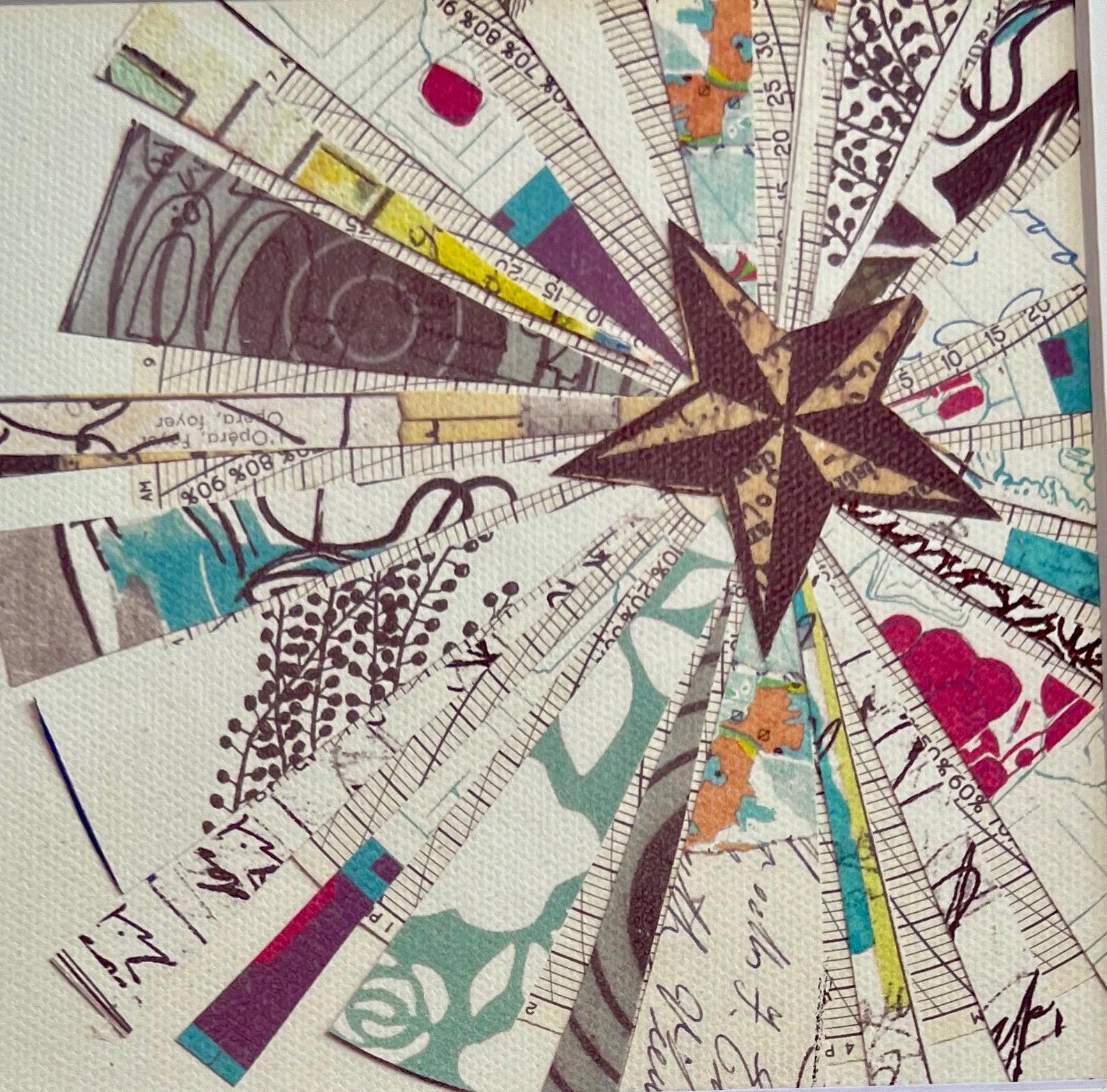 Exploding Star original Collage Made With Varied and Printed Papers and ...
