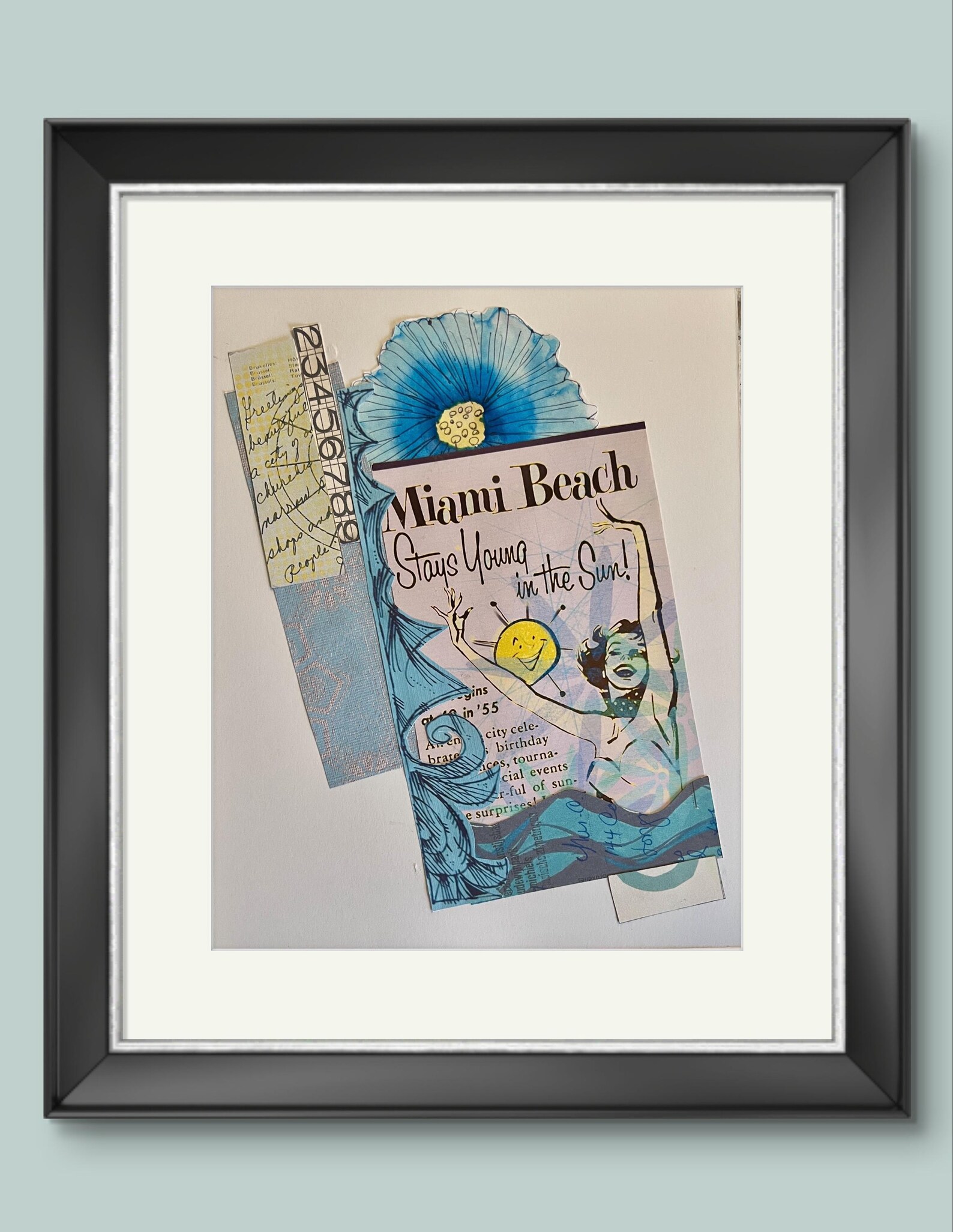 Miami Beach --original Collage Made With Varied and Printed Papers and ...