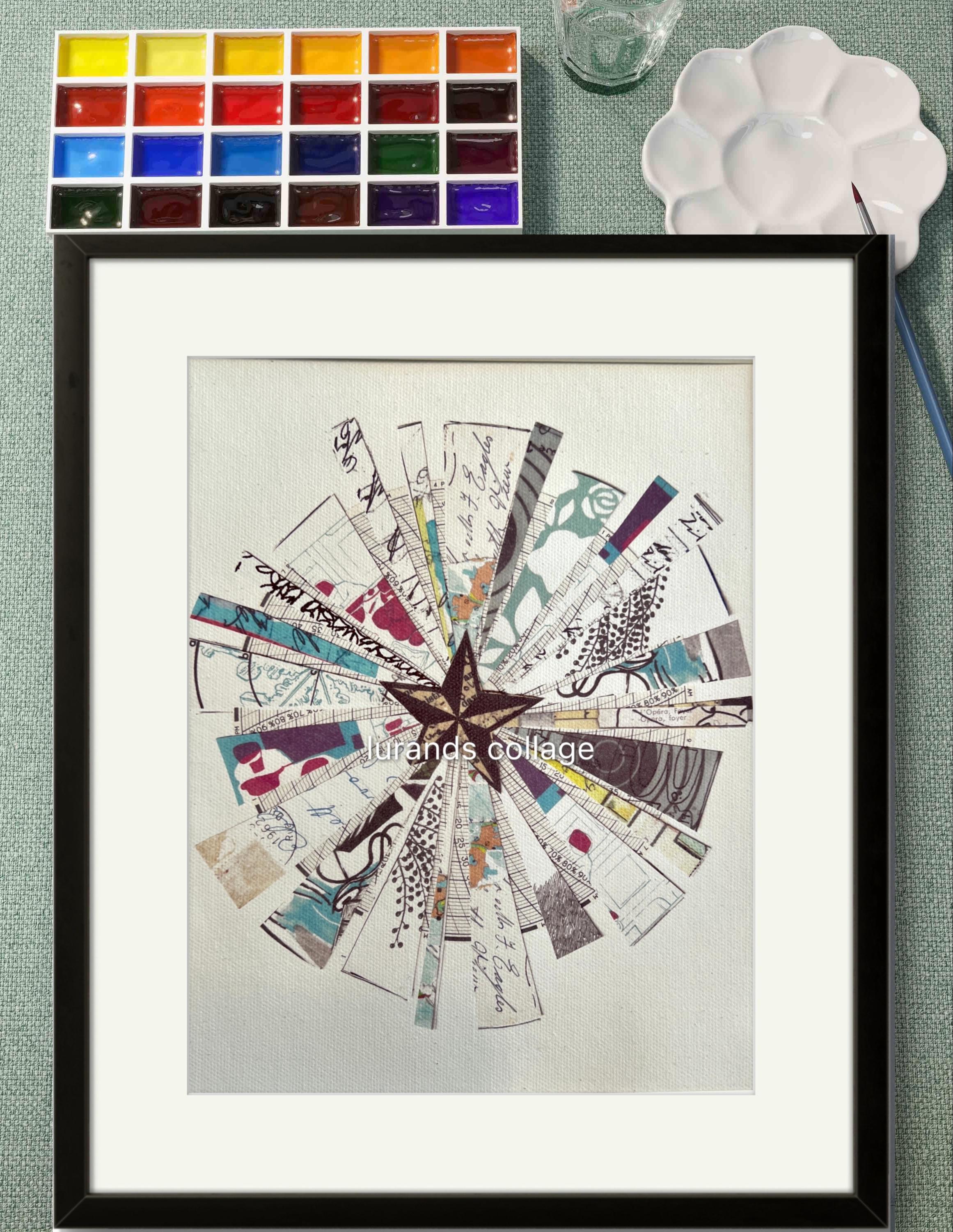 Exploding Star original Collage Made With Varied and Printed Papers and ...