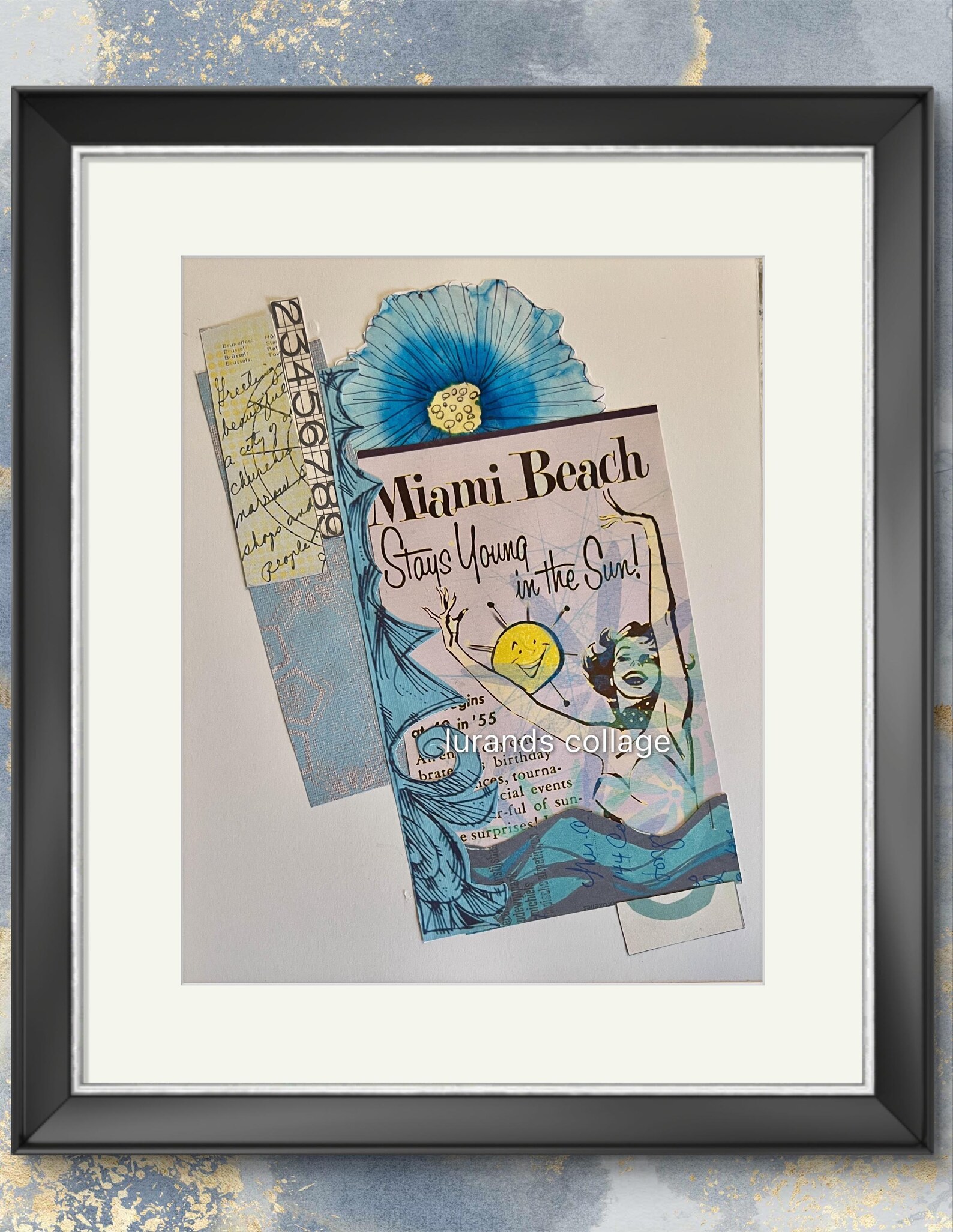 Miami Beach --original Collage Made With Varied and Printed Papers and ...