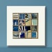 2 Blue-original Collage Created With Cut and Layered Papers, Postcards ...