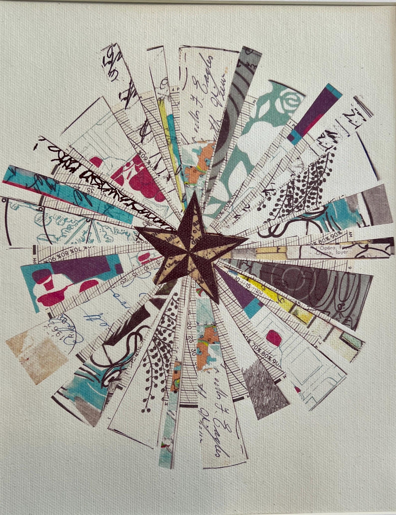 Exploding Star original Collage Made With Varied and Printed Papers and ...