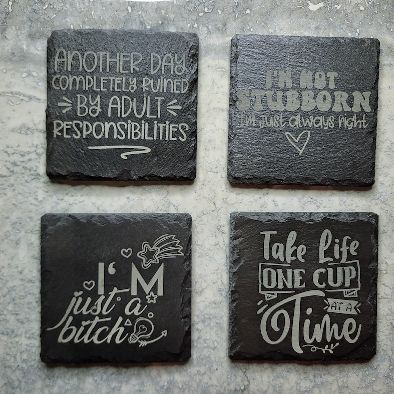 Funny Slate Coasters, Set of 4, Life of the Party Coaster, Unique ...