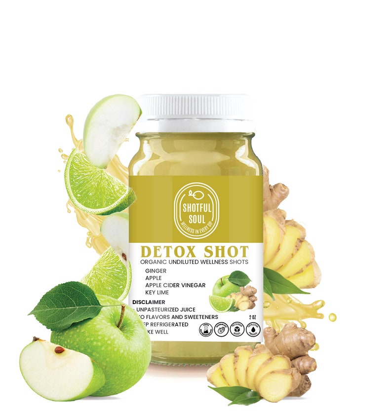Detox Shot - Ginger, Apple, Apple Cider Vinegar, Key Lime, Organic ...