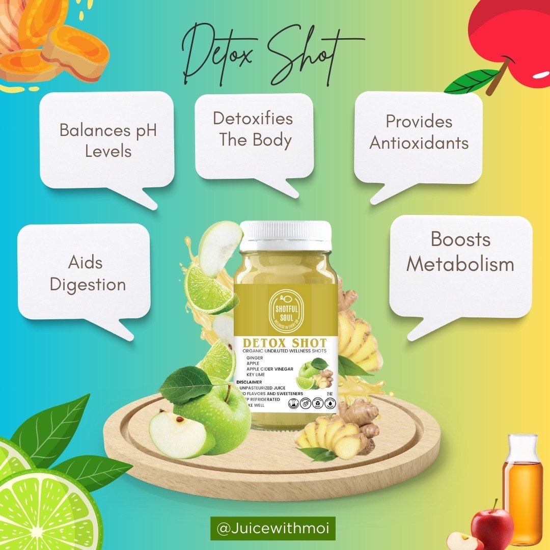 Detox Shot - Ginger, Apple, Apple Cider Vinegar, Key Lime, Organic ...