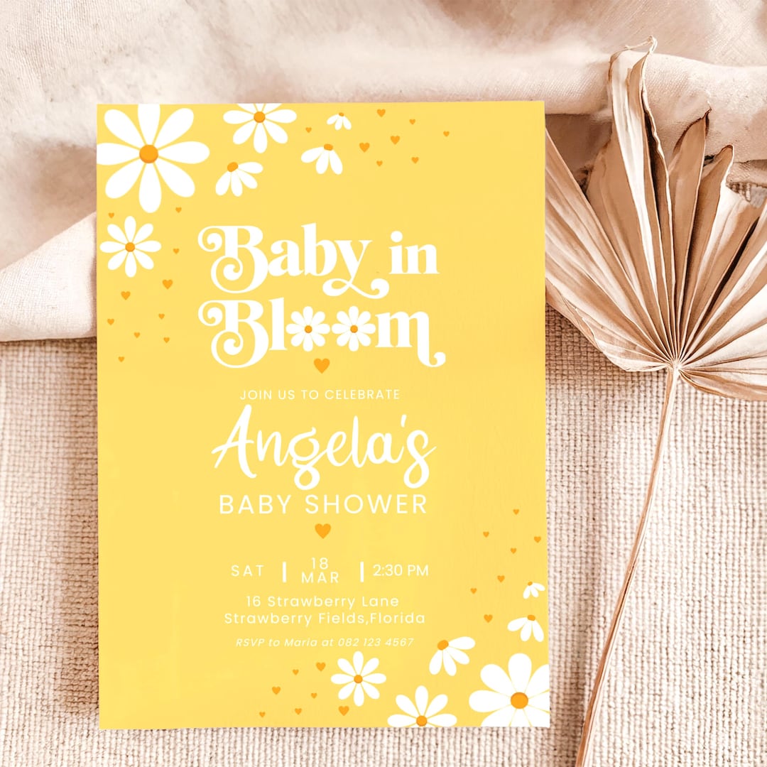 Yellow Daisy Baby Shower Invitation: Baby in Bloom (editable Template ...
