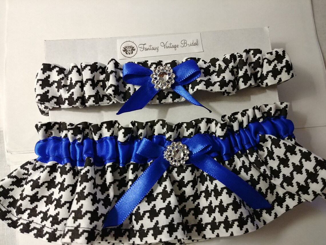 HOUNDSTOOTH GARTER SET Black and White Checked Garter Set, With Accent ...
