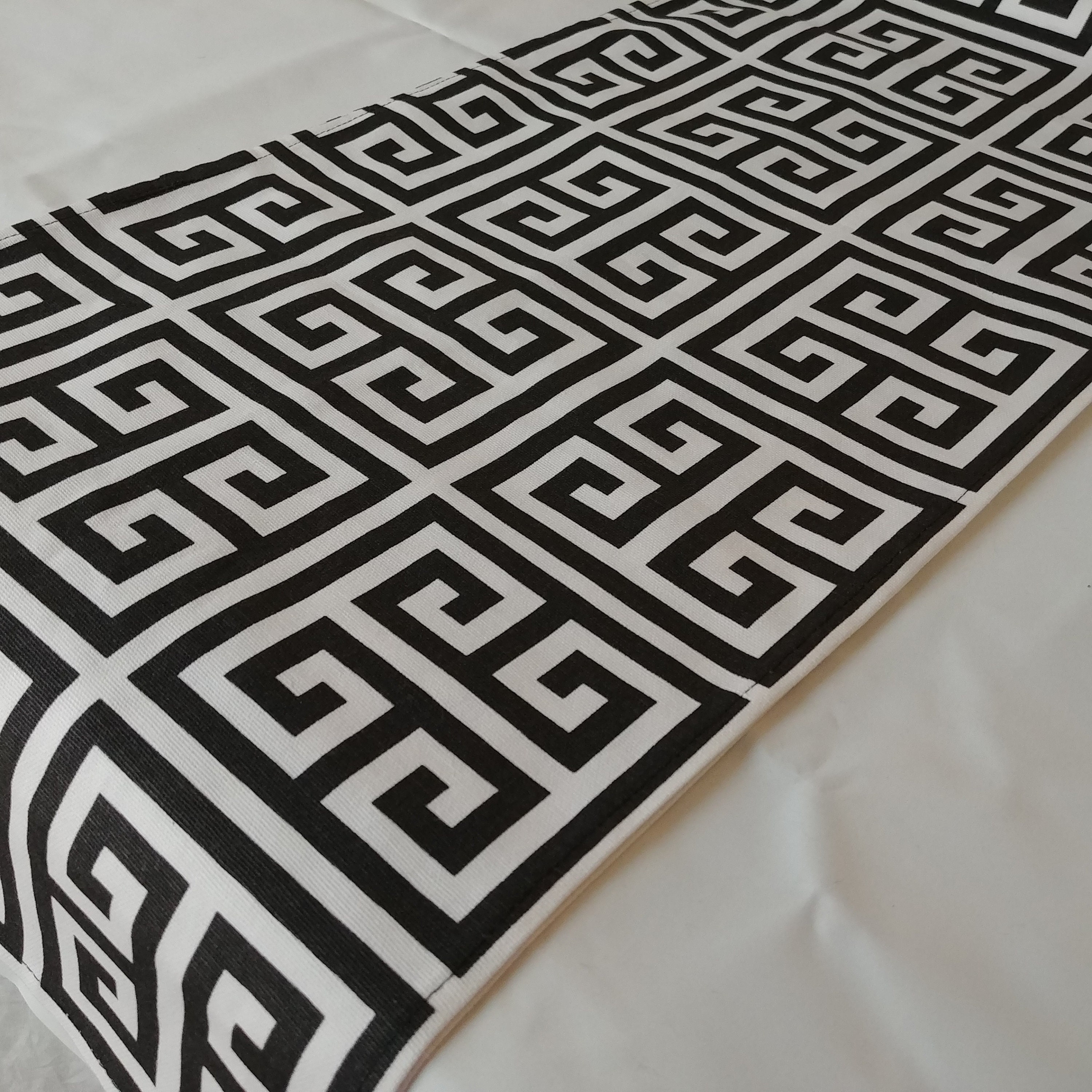 GREEK KEY TABLE Linens - Table Runner, Napkins, Black, Modern, Puzzle ...