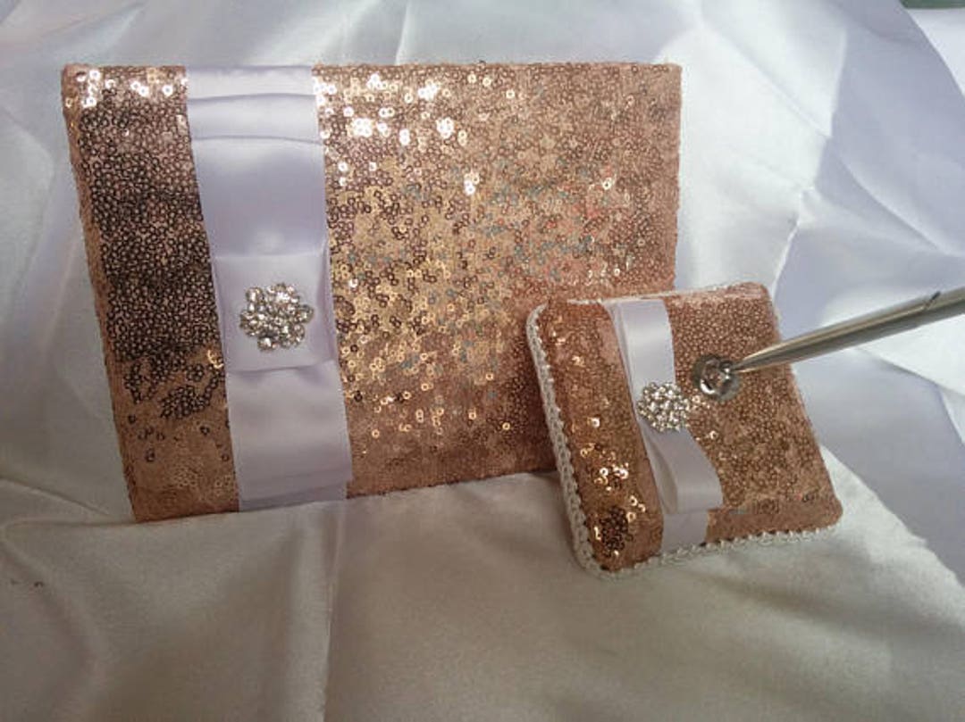 SEQUIN GUEST BOOK And/or Pen and Base, All Colors, Wedding, Bridal ...