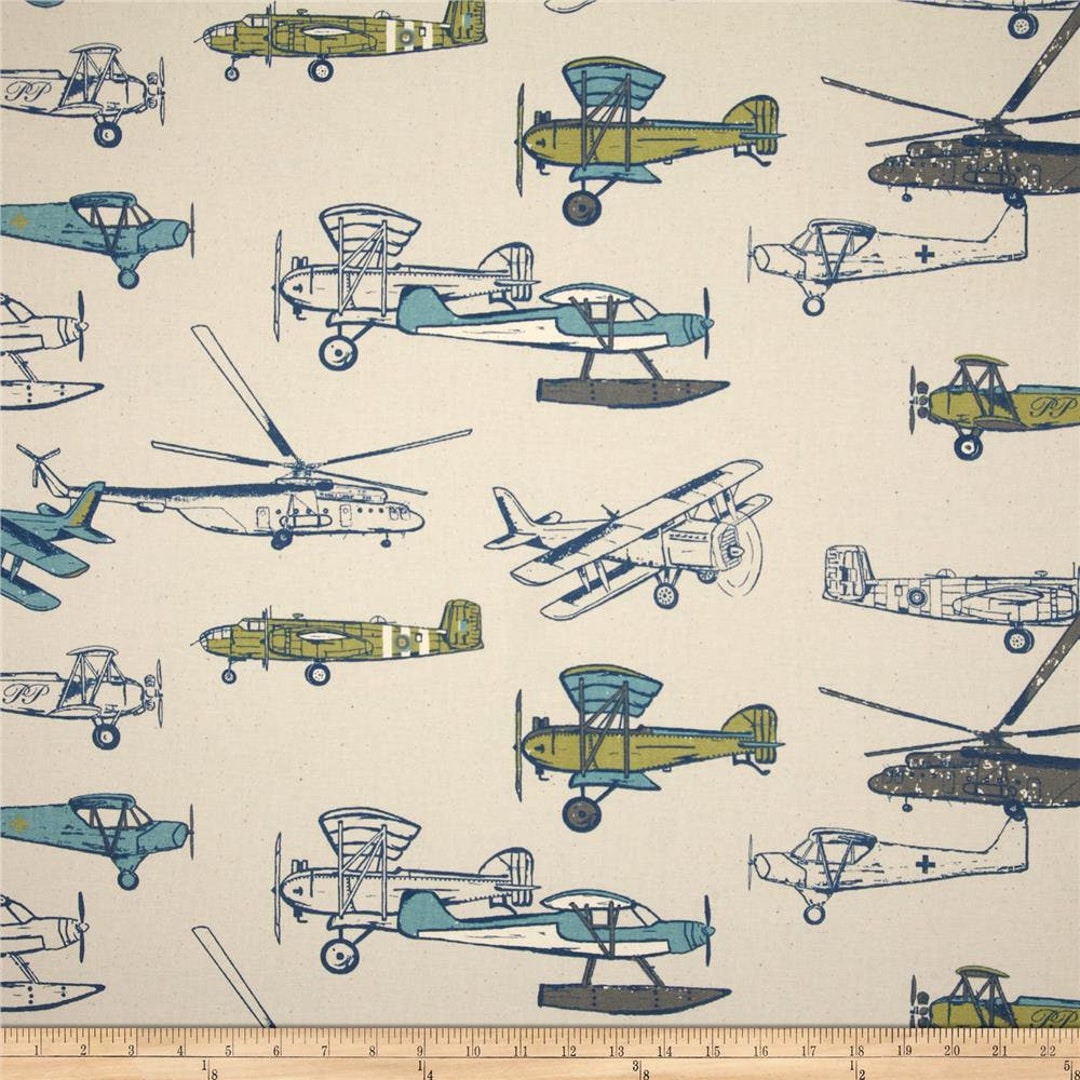 VINTAGE AIRPLANES LINENS -blues and Greens, Table Runners, Round or ...