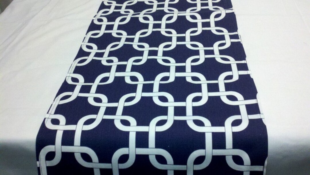 GEOMETRIC NAVY TABLE Runner, 12" Wide, or Napkins, Modern Geometric ...
