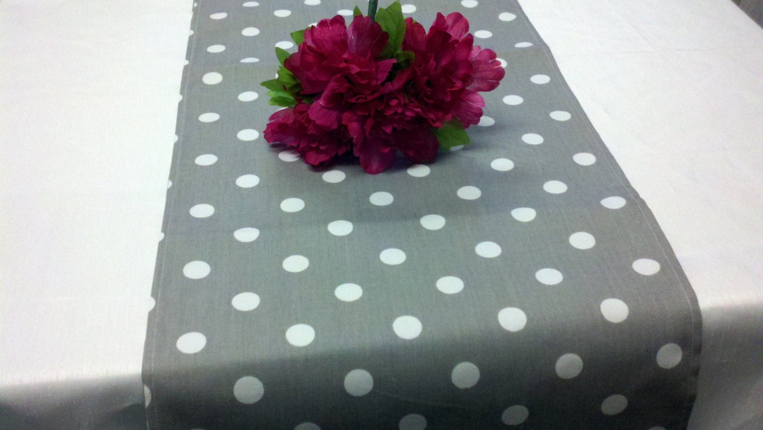 GREY POLKA DOT Table Linens Polka Dot White on Gray Table | Etsy