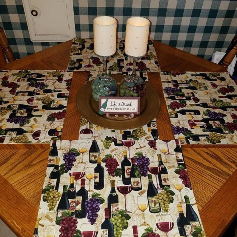 WINE and GRAPES LINENS table Runner or Napkins or Placemats - Etsy