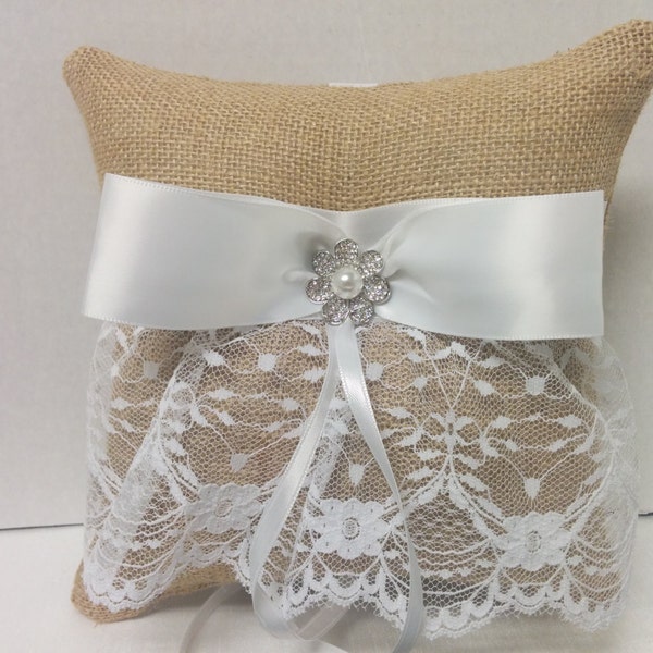 Burlap Lace Pillow - Etsy