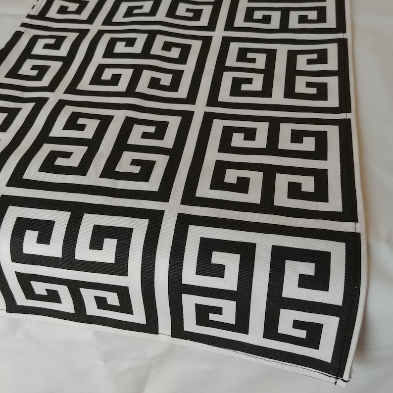 GREEK KEY TABLE Linens - Table Runner, Napkins, Black, Modern, Puzzle ...