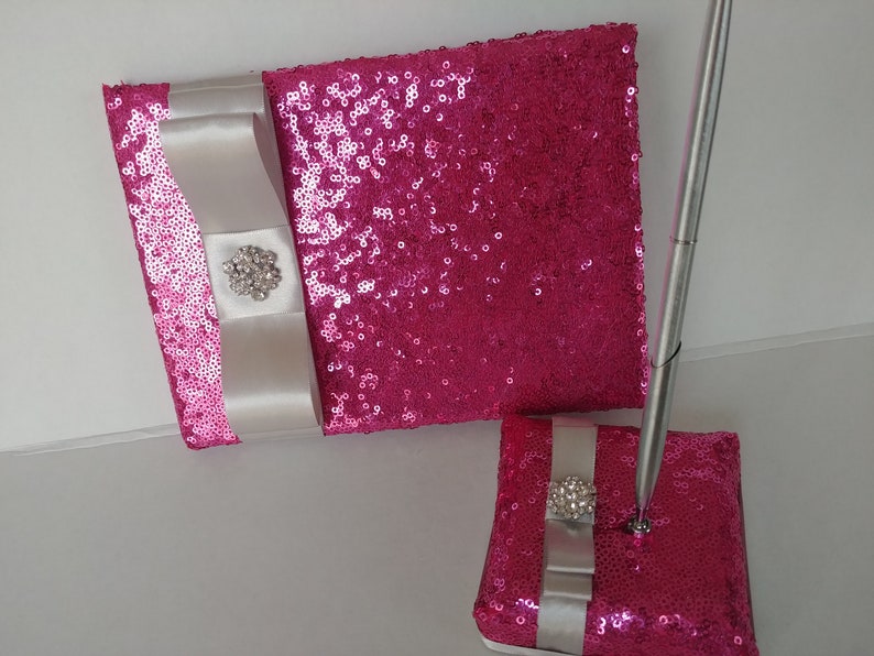 SEQUIN GUEST BOOK And/or Pen and Base, All Colors, Wedding, Bridal ...