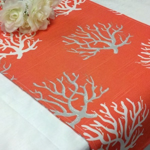 CORAL TABLE RUNNER - Salmon Table Runner, Coral Napkins or Placemats ...