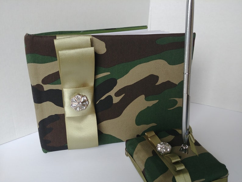 Camo Guest Book and Pen Set-- Army Camo With Your Choice of Ribbon ...