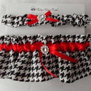 HOUNDSTOOTH GARTER SET Black and White Checked Garter Set, With Accent ...