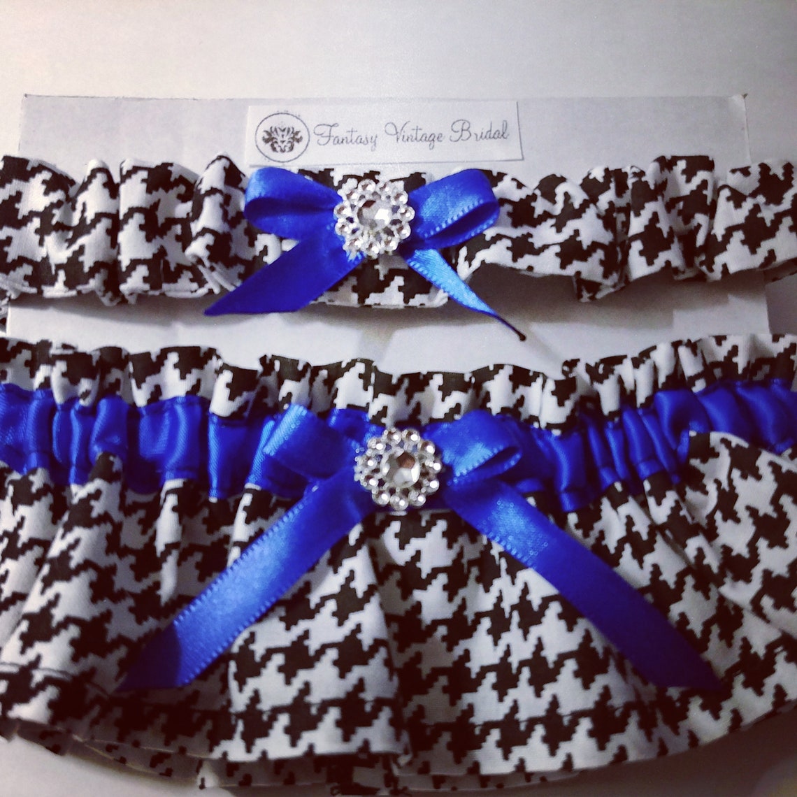 HOUNDSTOOTH GARTER SET Black and White Checked Garter Set, With Accent ...