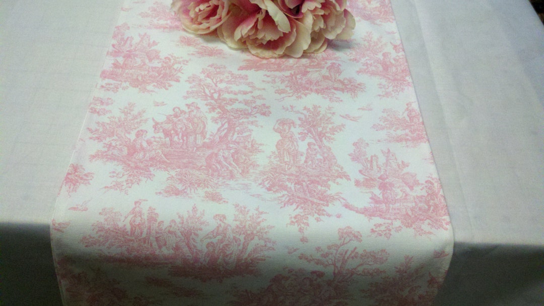 TOILE TABLE Linens--pink, Black, Navy, Light Blue, Table Runners, 12 ...