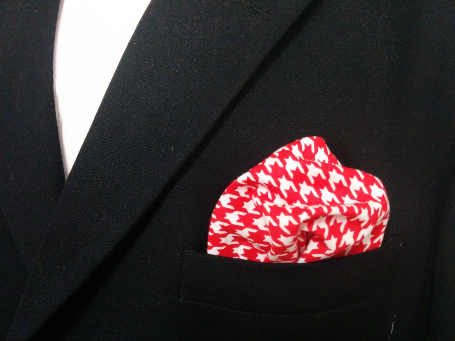 POCKET SQUARE HOUNDSTOOTH - Colors- Black, Red, Orange, Lavender, Navy ...