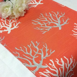 CORAL TABLE RUNNER - Salmon Table Runner, Coral Napkins or Placemats ...