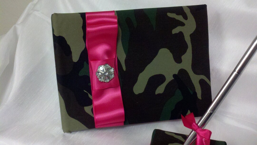 Camo Guest Book and Pen Set-- Army Camo With Your Choice of Ribbon ...