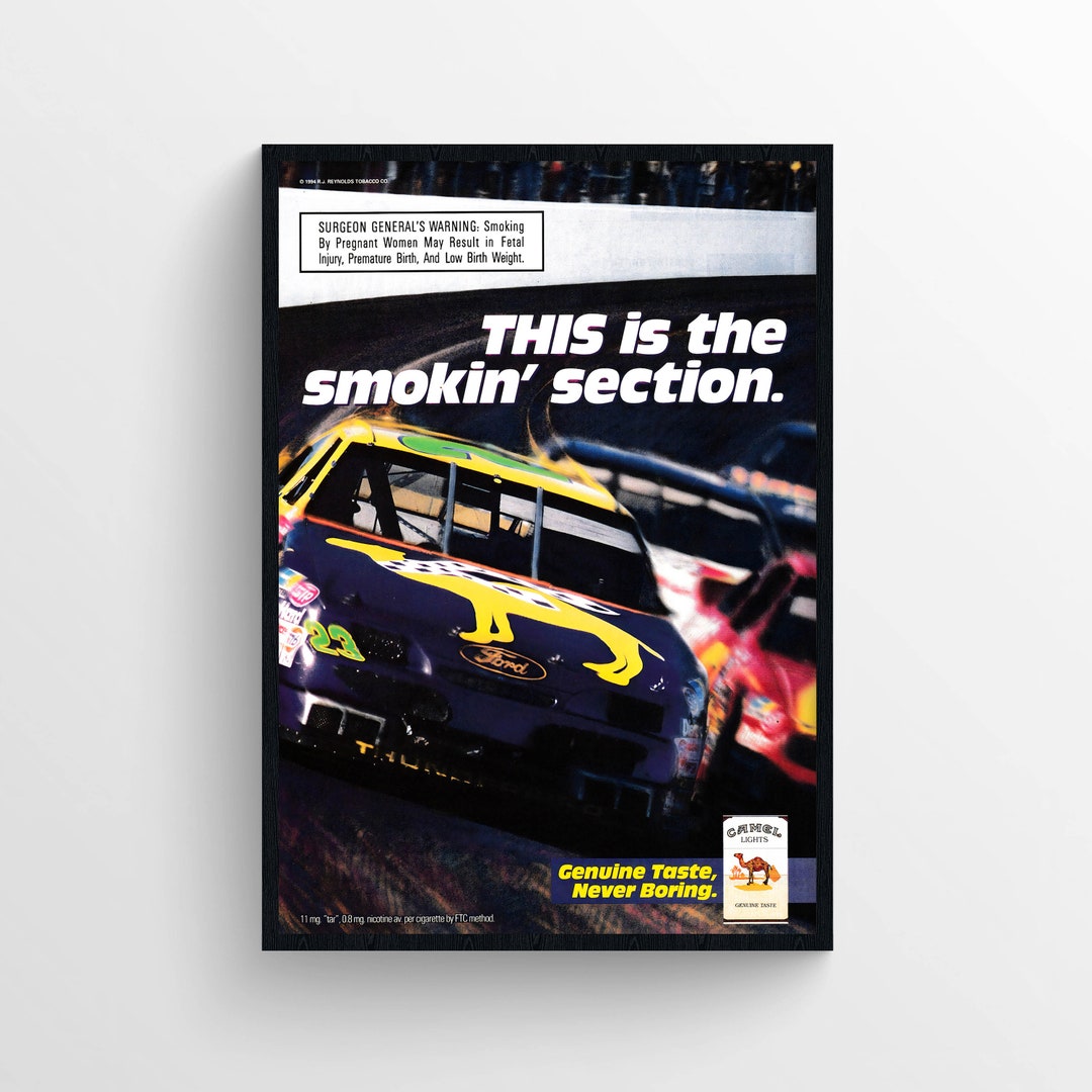 Camel NASCAR Advertising Poster, Cigarettes 1994 Ad Wall Art, Vintage ...