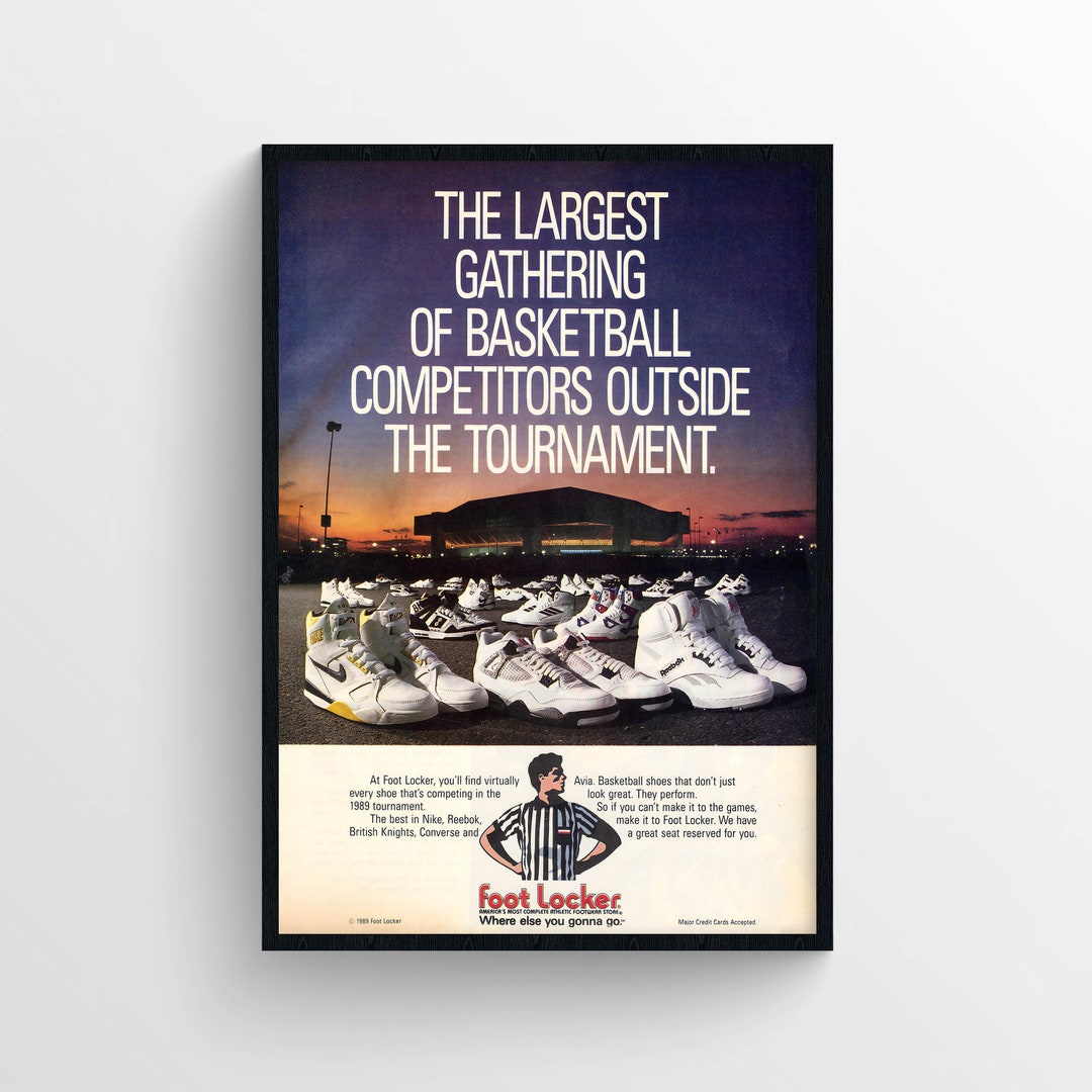 Foot Locker 1989 Advertising Poster, 80s Style Shoes Print, Vintage ...