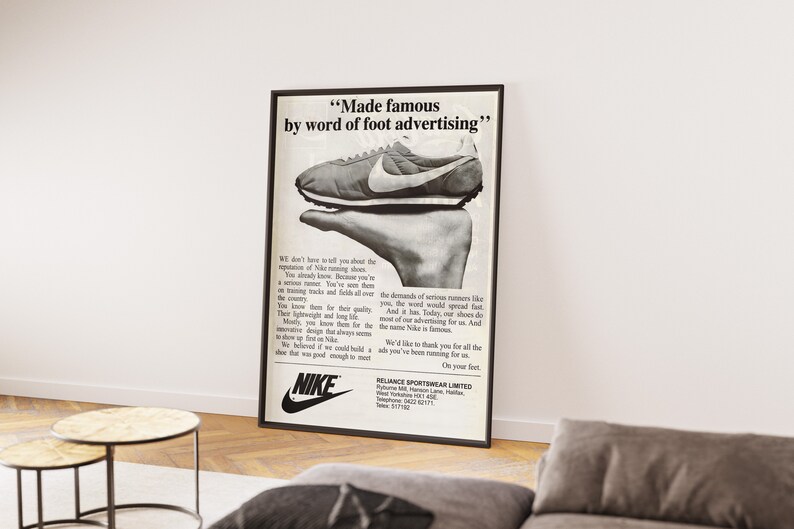 Nike Waffle Trainer 1980 Advertising Poster, 80s Style Shoes Print ...