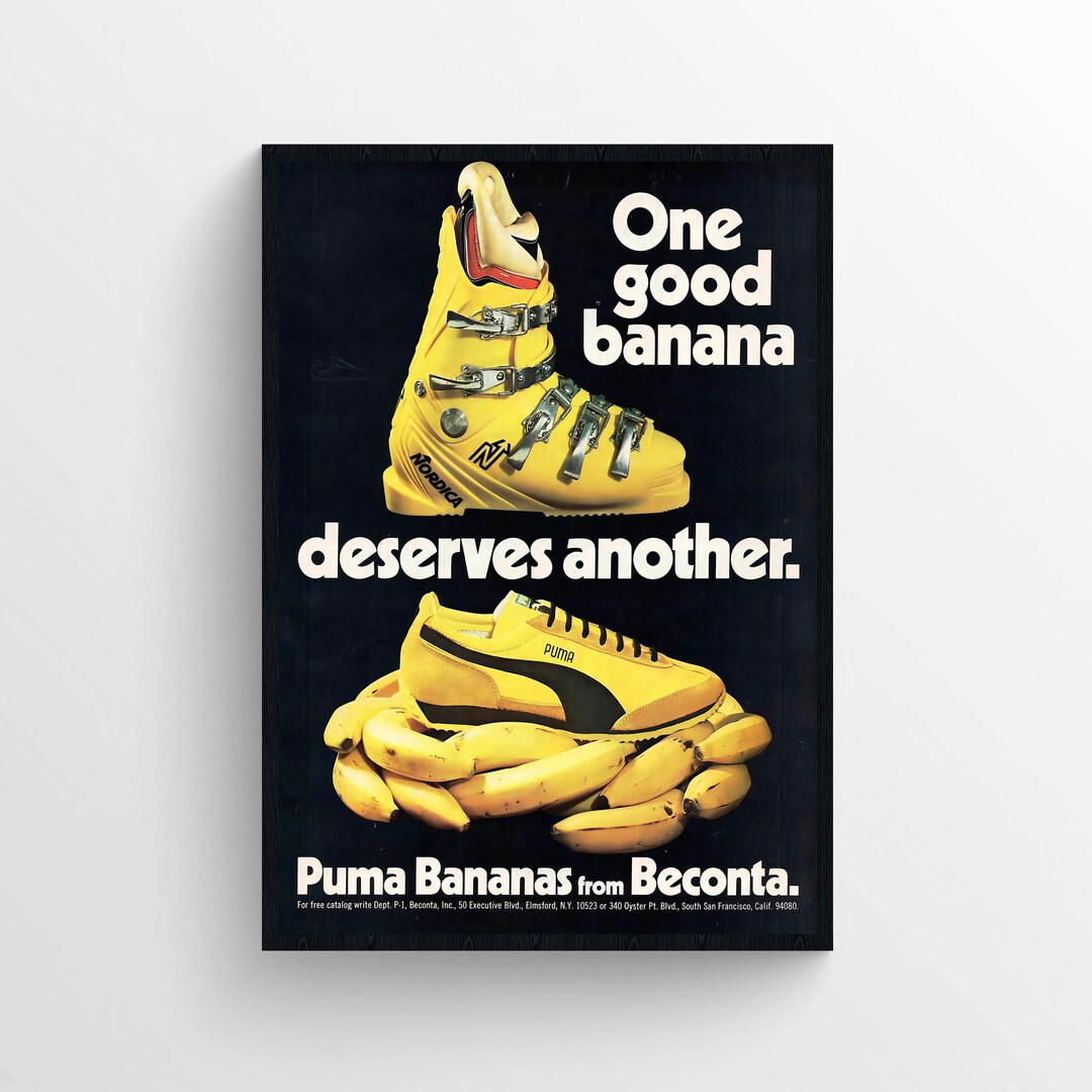 Puma Advertising Poster, 70s Style Shoes Banana Print, Vintage Running ...