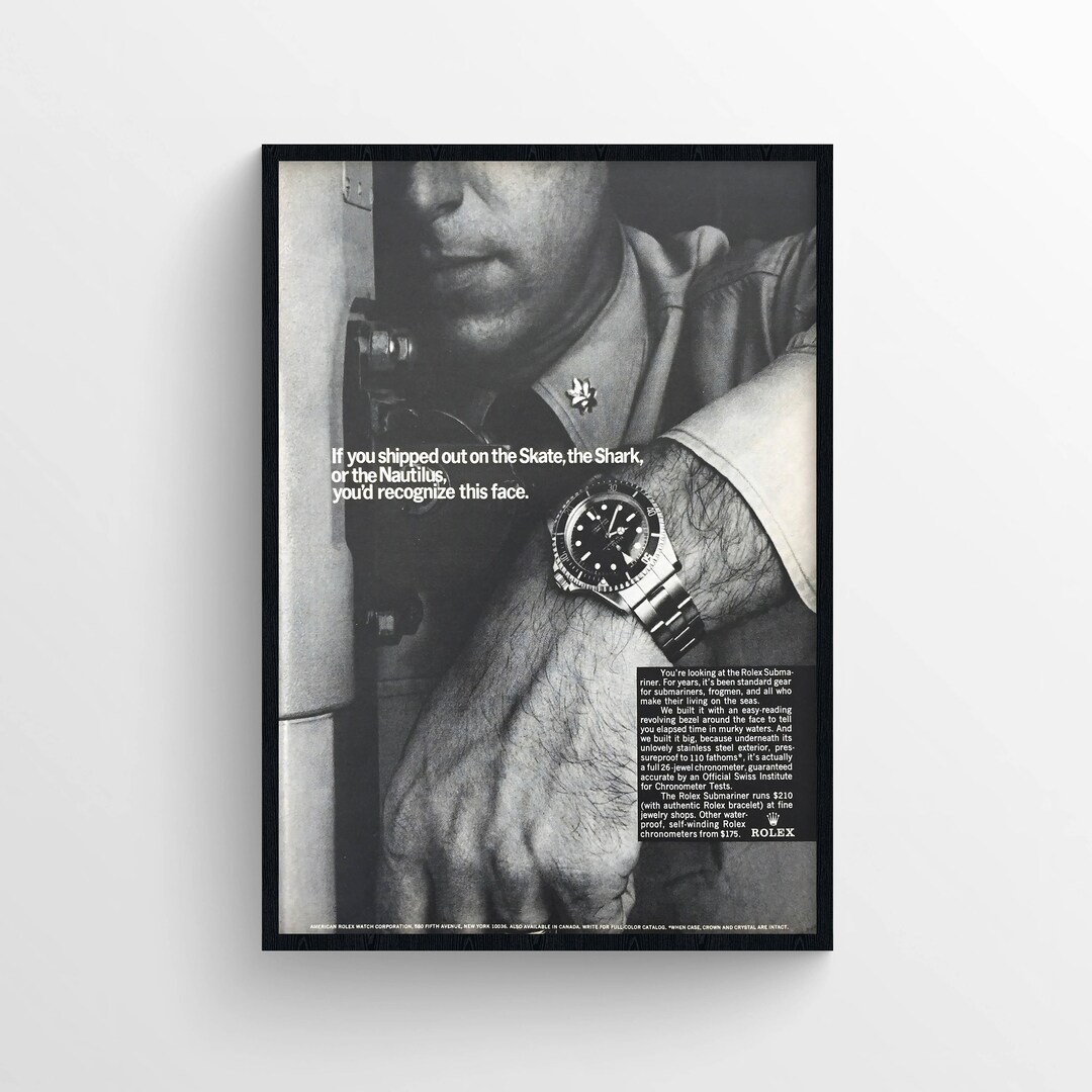 Rolex Submariner Watch Advertising Poster, 80's Style Print, Vintage ...