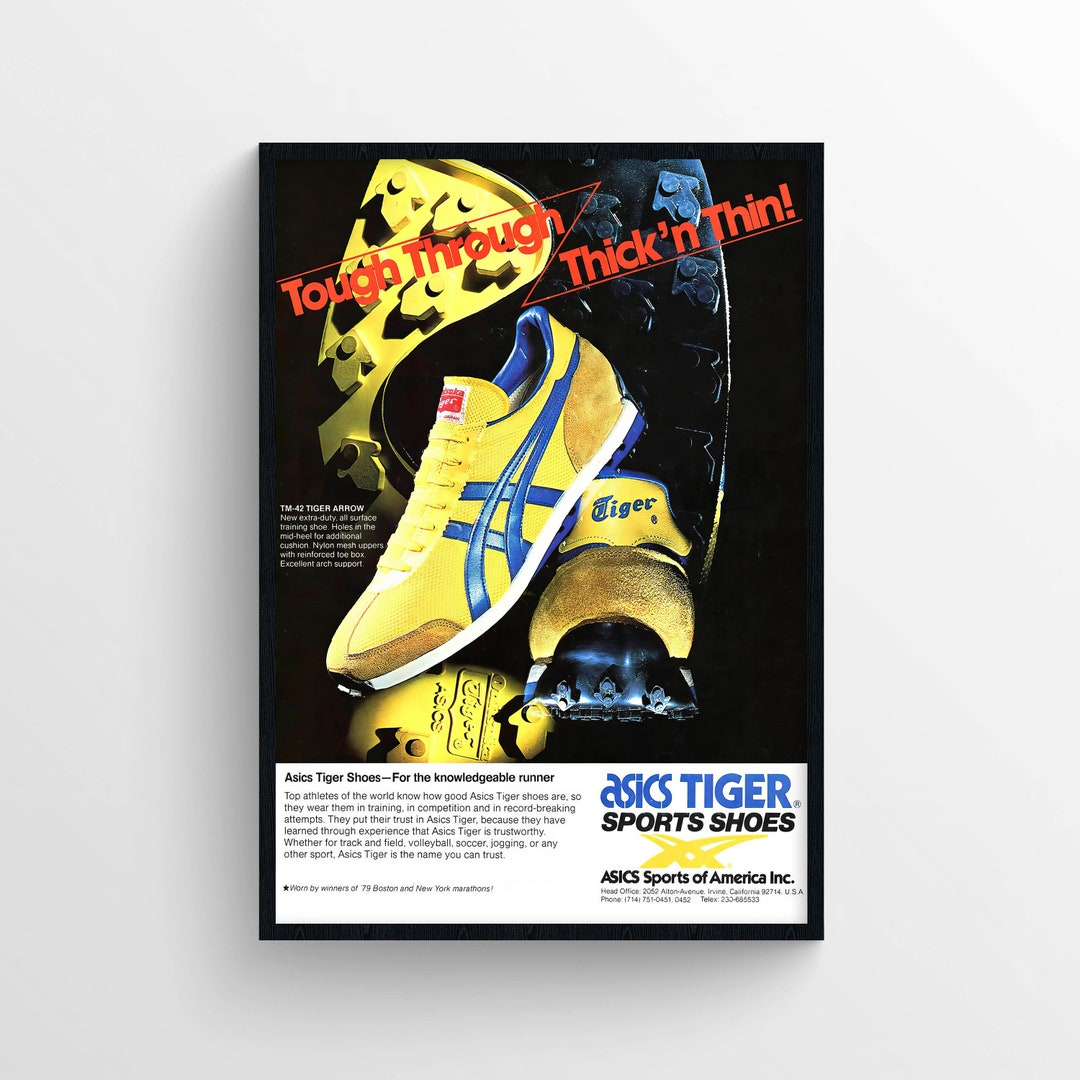 Asics TM 42 Arrow Advertising Poster, Shoes Ad Print Wall Art, Magazine ...